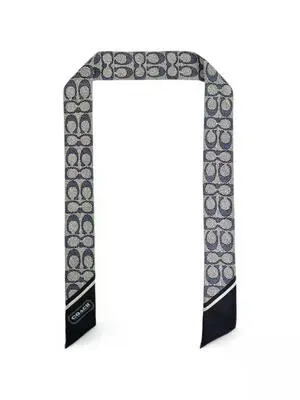 COACH Signature Monogram-print Silk Scarf - Neutrals