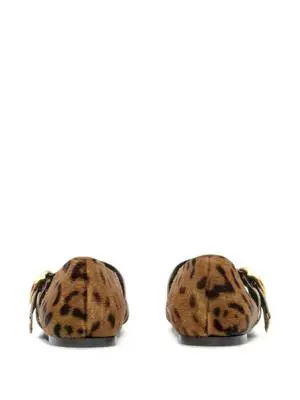 Burberry Leopard Print Robin Ballerinas - Brown