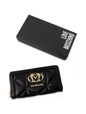 Moschino Quilted Logo-plaque Wallet - Black