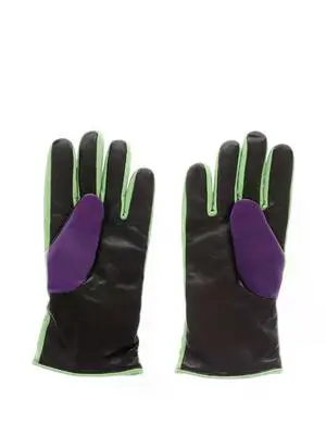 Dsquared2 Color-block Zipped Leather Gloves - Black