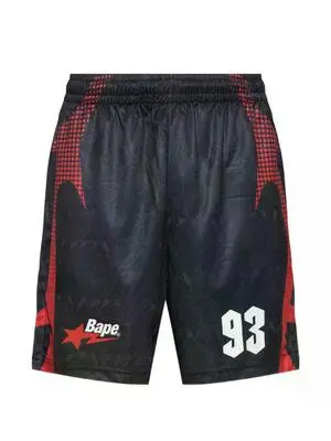 A BATHING APE Ape Flame Logo-print Mesh Shorts - Black