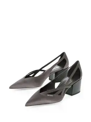 Prada Cut-out Pointed-toe Pumps - Grey