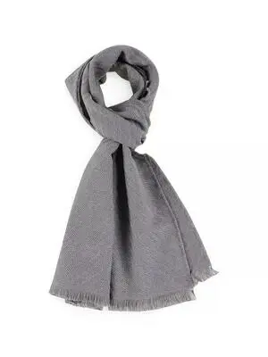 Emporio Armani Herringbone-pattern Frayed Scarf - Grey