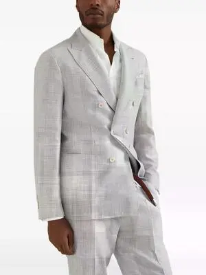 Brunello Cucinelli Double-breasted Checked Suit - Grey