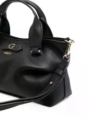 Guess Suzy Mini Logo-plaque Pebbled Tote Bag - Black