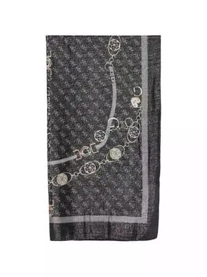 Guess Logo-print Chain-link Scarf - Black