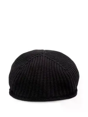 Altea Ribbed-knit Wool Flat Cap - Black