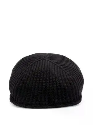 Altea Ribbed-knit Wool Flat Cap - Black