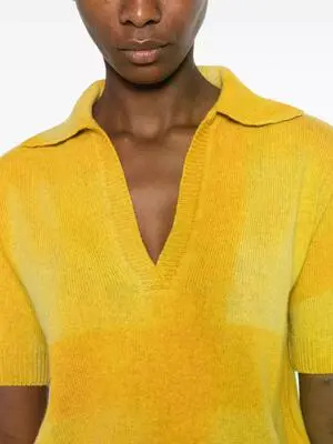 KRISTINA TI Check-pattern Polo-collar Sweater
