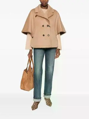 Max Mara Double-breasted Reversible Shearling Cape