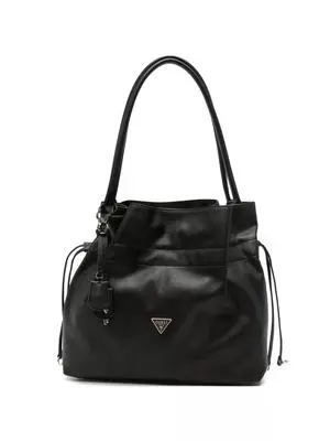 Guess Karima Drawstring-fastening Leather Tote Bag - Black