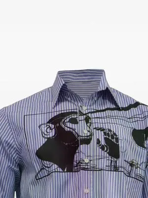Prada Striped Monkey-print Shirt