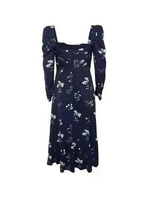 SELF-PORTRAIT Midi Floral-print Ruched Dress