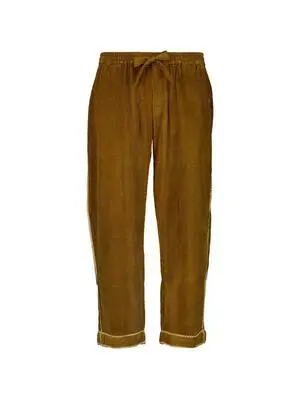 BAZISZT Lace-trim Corduroy Trousers - Brown