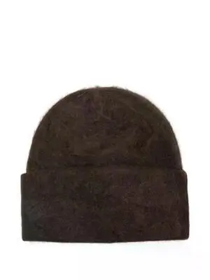Soft Goat Brushed Beanie Hat - Brown