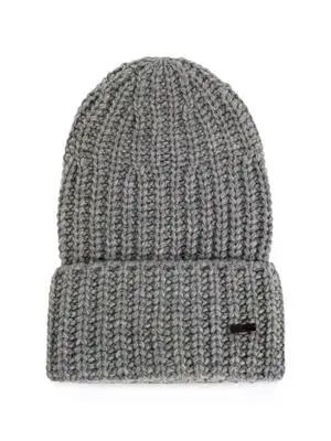 Dsquared2 Logo-plaque Chunky-knit Beanie Hat - Grey