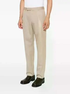 Zegna Single-pleat Cotton-blend Trousers