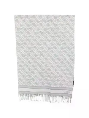 Guess Monogram-pattern Fringed Scarf - Neutrals