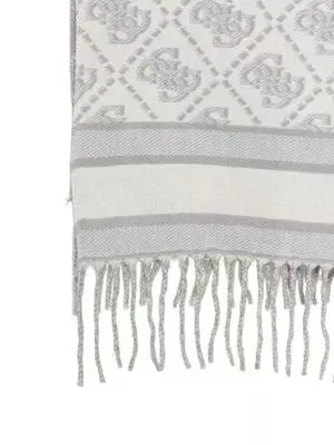 Guess Monogram-pattern Fringed Scarf - Neutrals