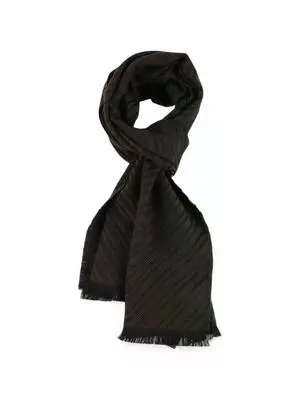 Emporio Armani Chevron-knit Frayed Scarf - Brown