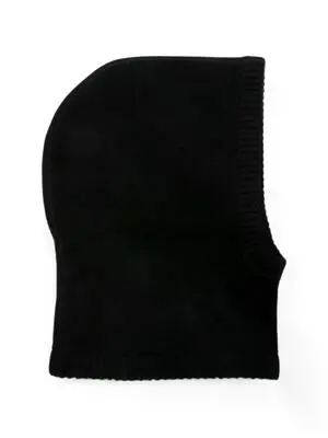 Soft Goat Ribbed-knit Balaclava - Black