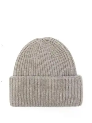 Soft Goat Ribbed Beanie - Grey