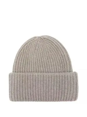 Soft Goat Ribbed Beanie - Grey
