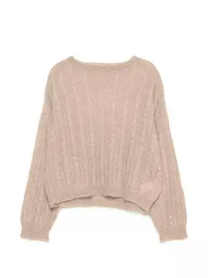 KRISTINA TI Cable-knit Boat-neck Sweater - Neutrals