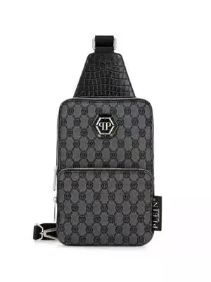Philipp Plein Denim Crossbody Bag Jacquard Monogram - Grey