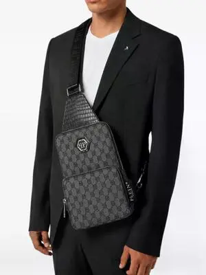 Philipp Plein Denim Crossbody Bag Jacquard Monogram
