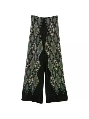 CIRCUS HOTEL Argyle-pattern Palazzo Pants - Black