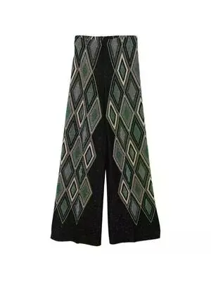 CIRCUS HOTEL Argyle-pattern Palazzo Pants - Black