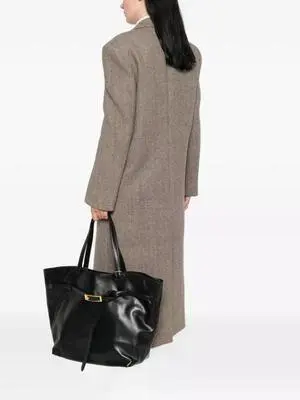 ANINE BING Small Elly Buckled Leather Tote Bag - Black