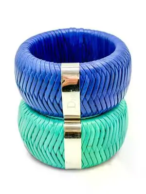 Dior 2000s Leather Weave Bangle Stack