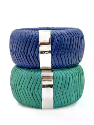 Dior 2000s Leather Weave Bangle Stack