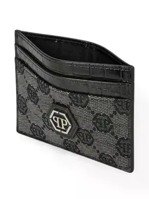 Philipp Plein Denim Cardholder Jacquard Monogram