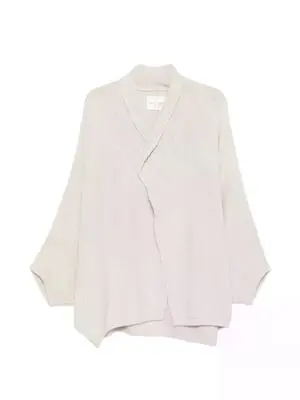 ROBERTO COLLINA Ribbed-knit Shawl-collar Cardigan - Neutrals