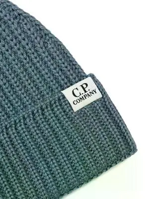 C.P. COMPANY Logo-patch Ribbed-knit Beanie Hat