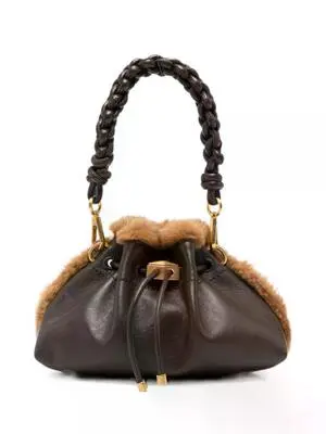 JIMMY CHOO Cinch Shearling-trimmed Leather Cross Body Bag