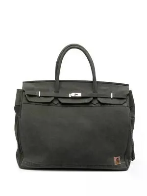ANOTHER CHANCE Belted-detail Logo-patch Tote Bag - Green