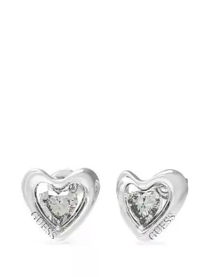 Guess Heart Crystal-embellished Earrings - Silver