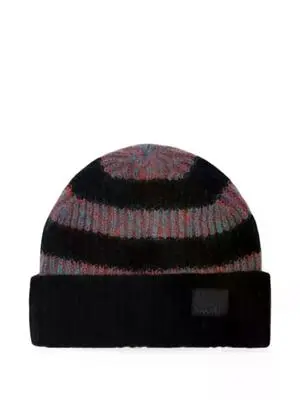 Paul Smith Striped Mohair-blend Beanie Hat - Black