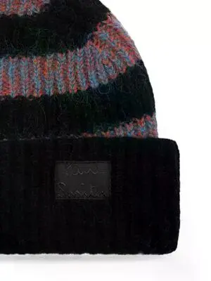 Paul Smith Striped Mohair-blend Beanie Hat