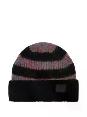Paul Smith Striped Mohair-blend Beanie Hat - Black