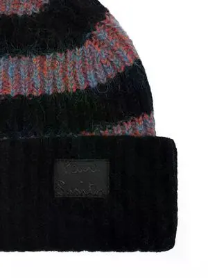 Paul Smith Striped Mohair-blend Beanie Hat