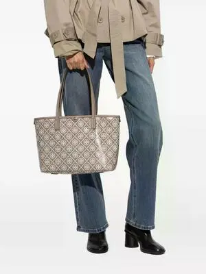 Tory Burch T Monogram Coated Jacquard Small Zip Tote
