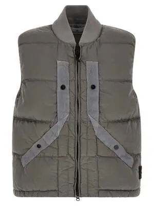 Stone Island Crinkled Effect Vest - Gray