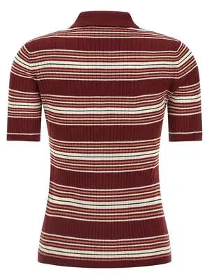 Max Mara Striped Silk And Wool Polo Shirt - Multicolor