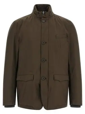 Herno Bib Insert Tailored Blazer Jacket - Brown