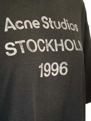 Acne Studios Cotton And Hemp T-shirt With Logo Print - Black